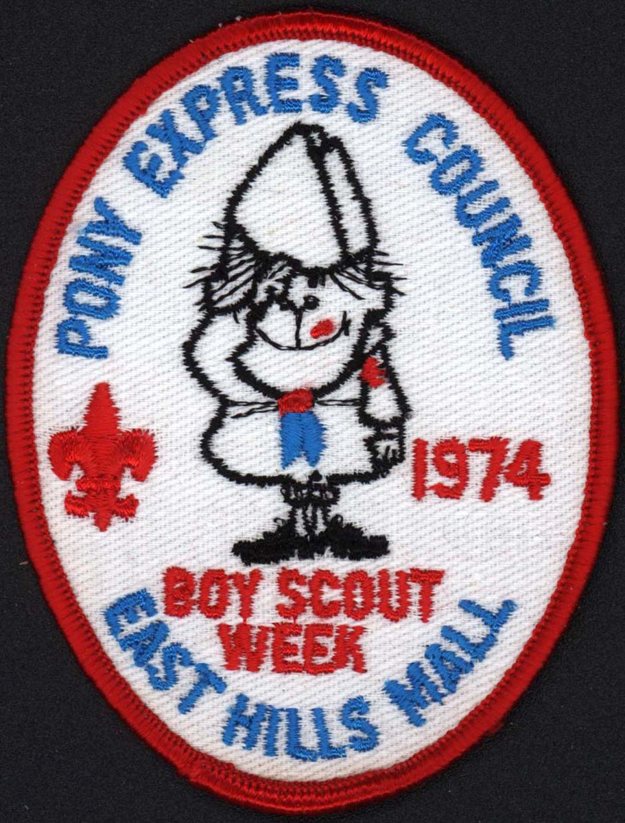 Vintage Boy Scout patch PONY EXPRESS COUNCIL 1974 East Hills Mall St J – Mistercola