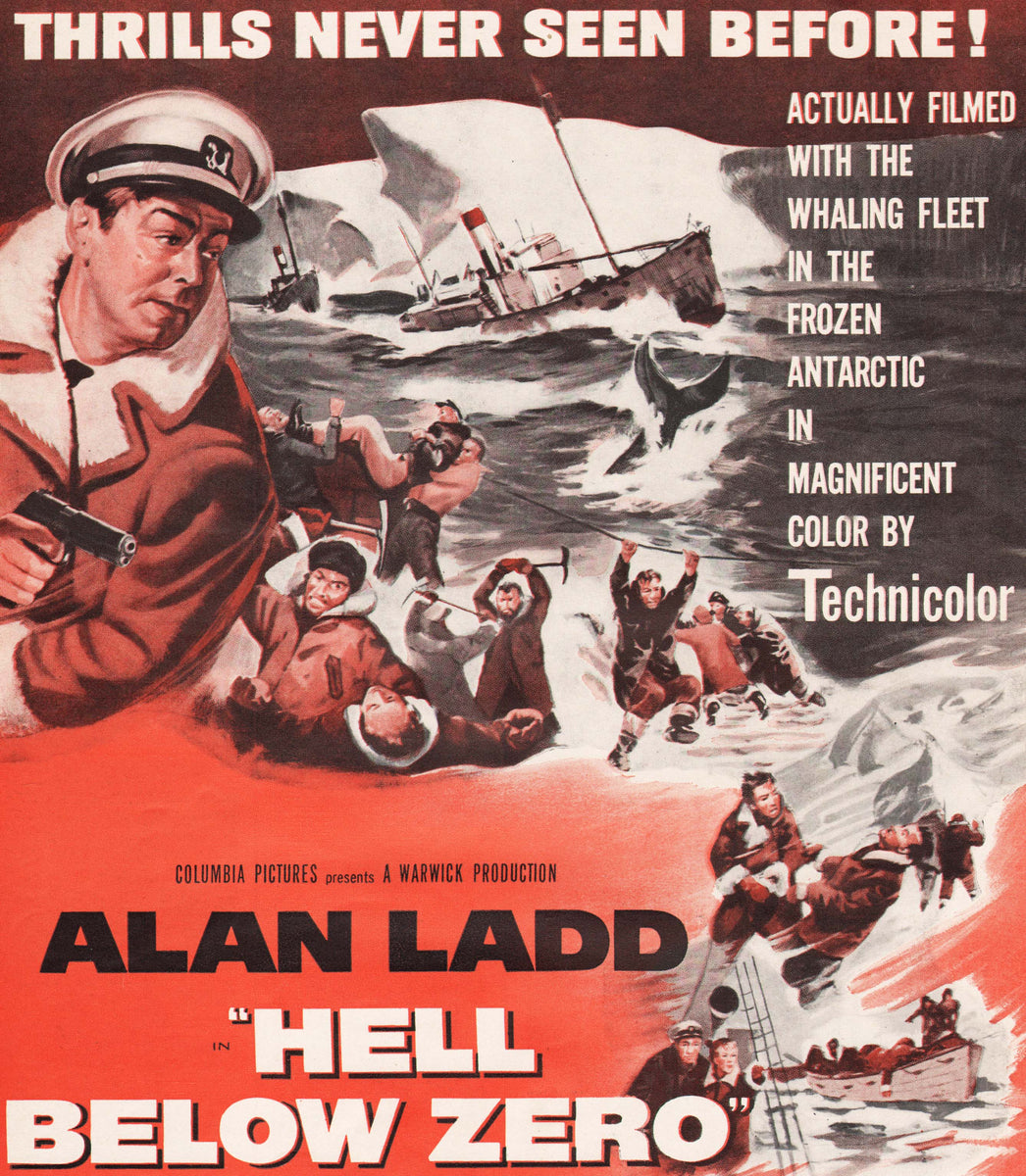 Vintage magazine ad HELL BELOW ZERO movie from 1954 Alan Ladd and Joan – Mistercola
