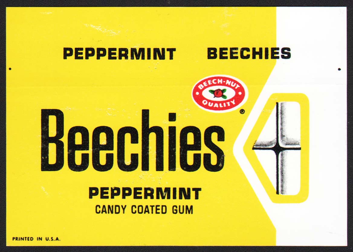 Vintage decal BEECH NUT BEECHIES Peppermint Gum for countertop display ...