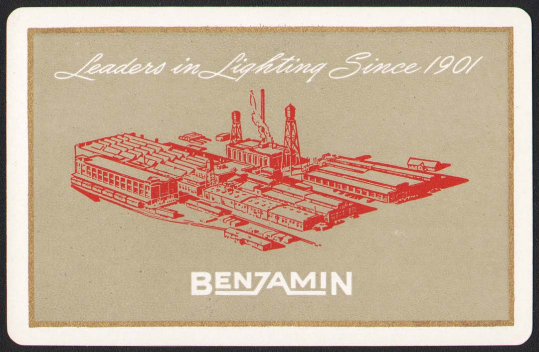 Vintage playing card BENJAMIN Leaders in Lighting Since 1901 Des Plain ...
