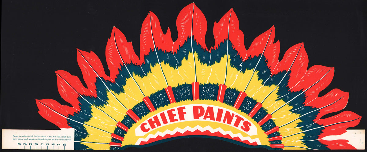 Vintage paper hat CHIEF PAINTS die cut indian headdress new old stock ...