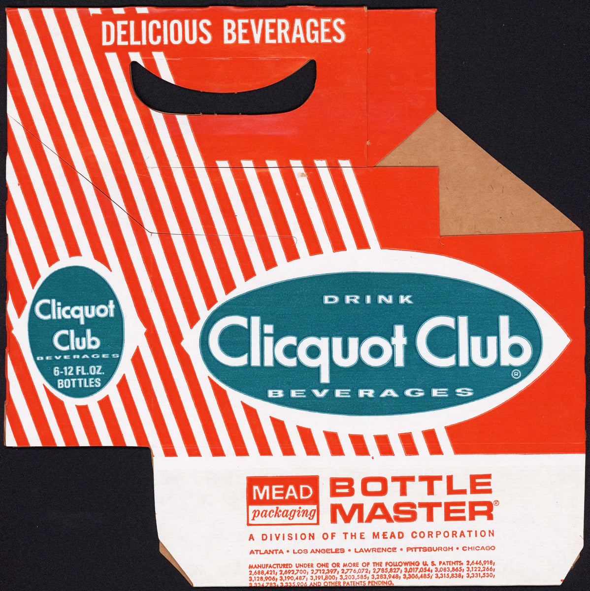 Vintage soda pop bottle carton CLICQUOT CLUB BEVERAGES 12oz new old st ...