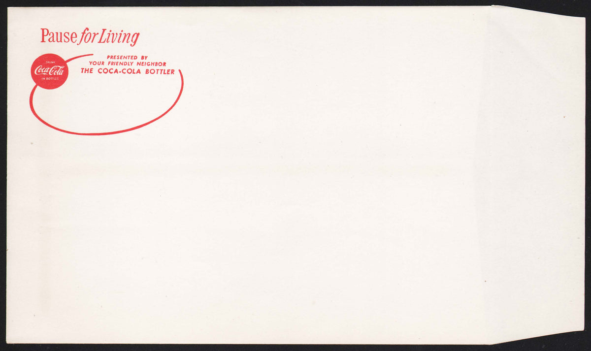 Vintage envelope COCA COLA Pause For Living button logo unused new old ...