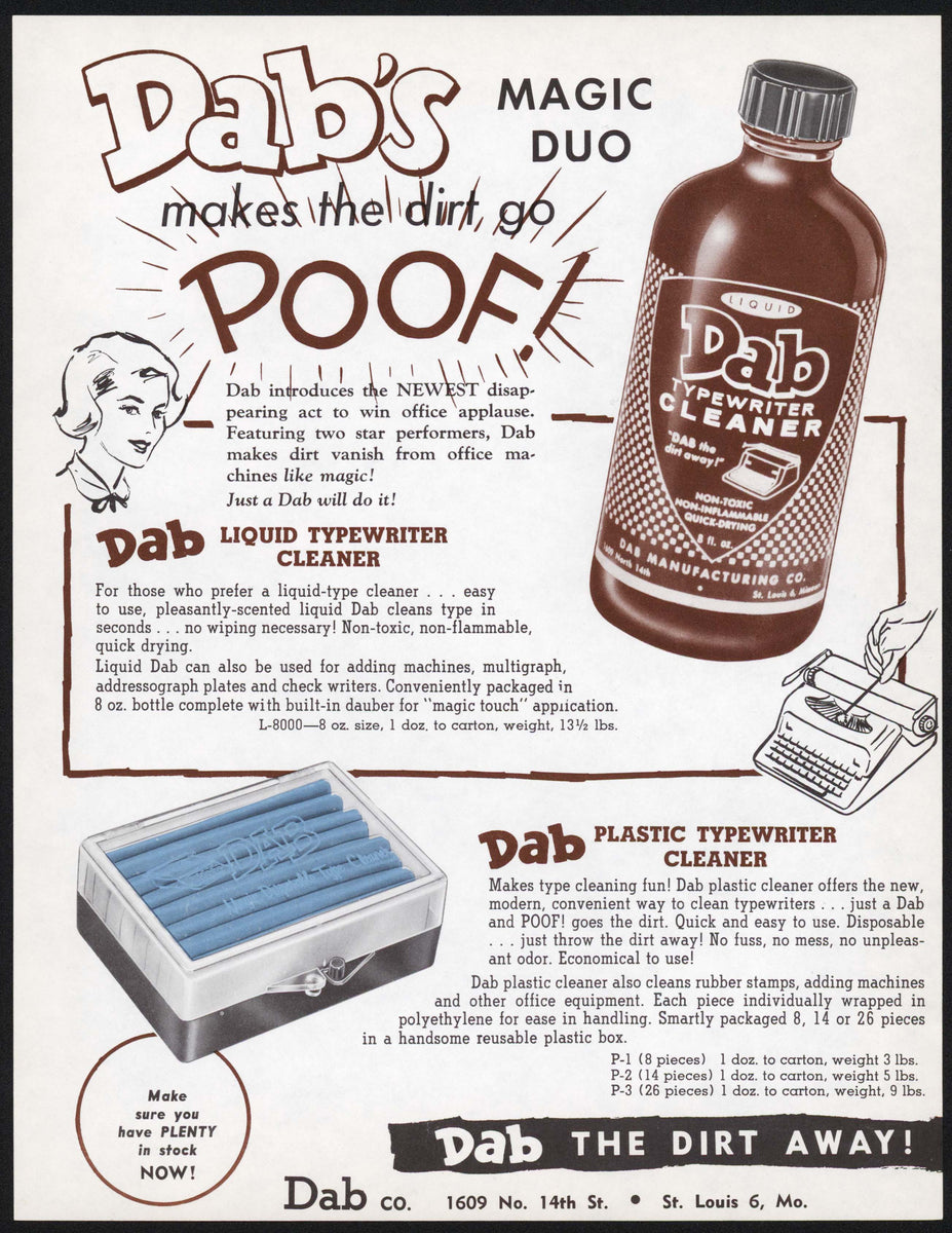 Vintage flyer DAB TYPEWRITER CLEANER woman and product pictured St Lou ...