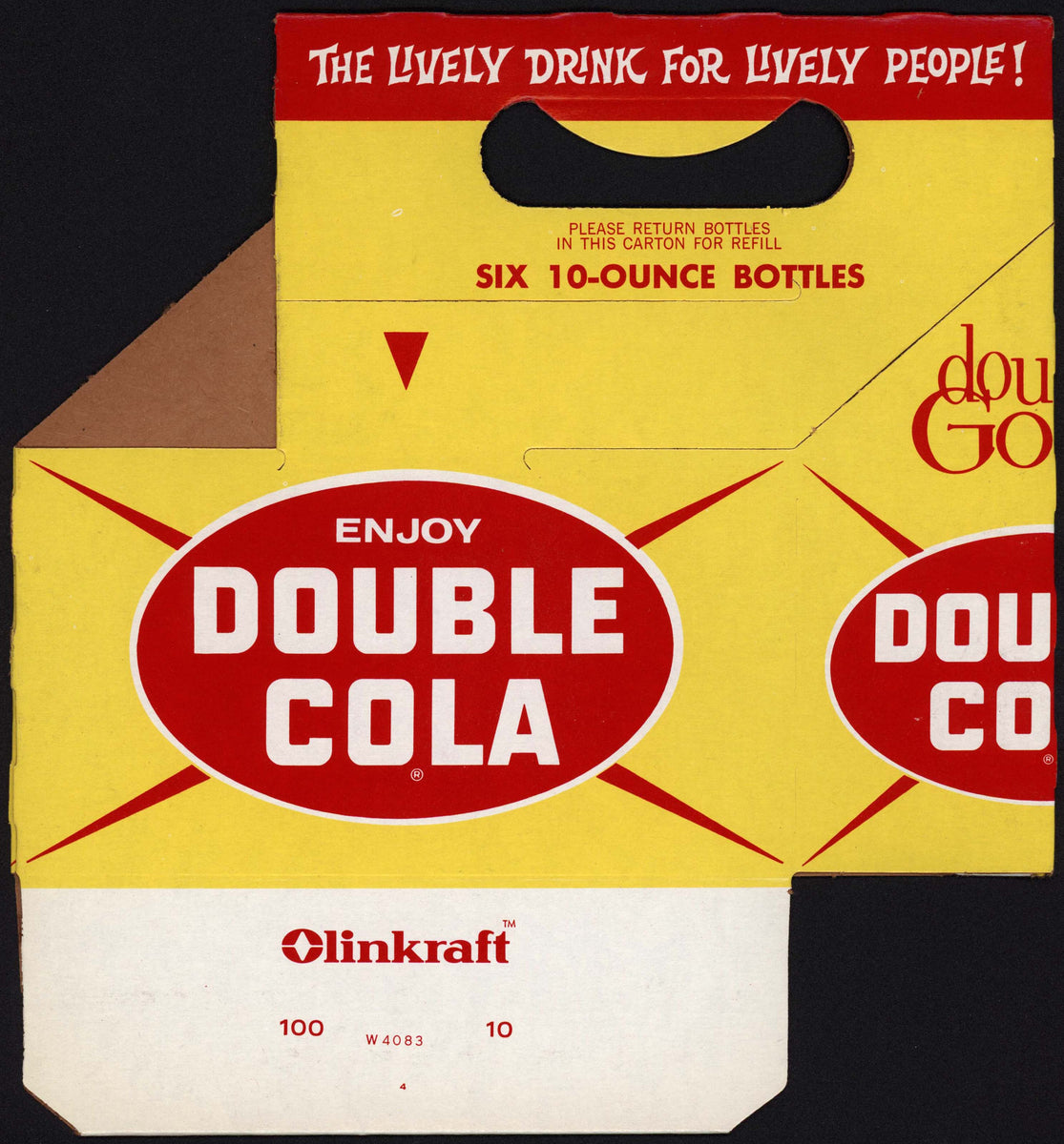 Vintage soda pop bottle carton DOUBLE COLA The Lively Drink slogan new ...