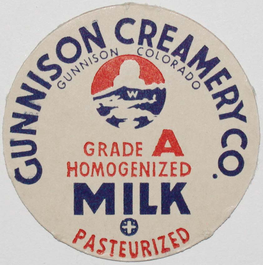 Vintage milk bottle cap GUNNISON CREAMERY CO Homogenized Milk Colorado ...