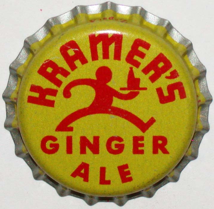 Vintage soda pop bottle cap KRAMERS GINGER ALE waiter pictured unused ...