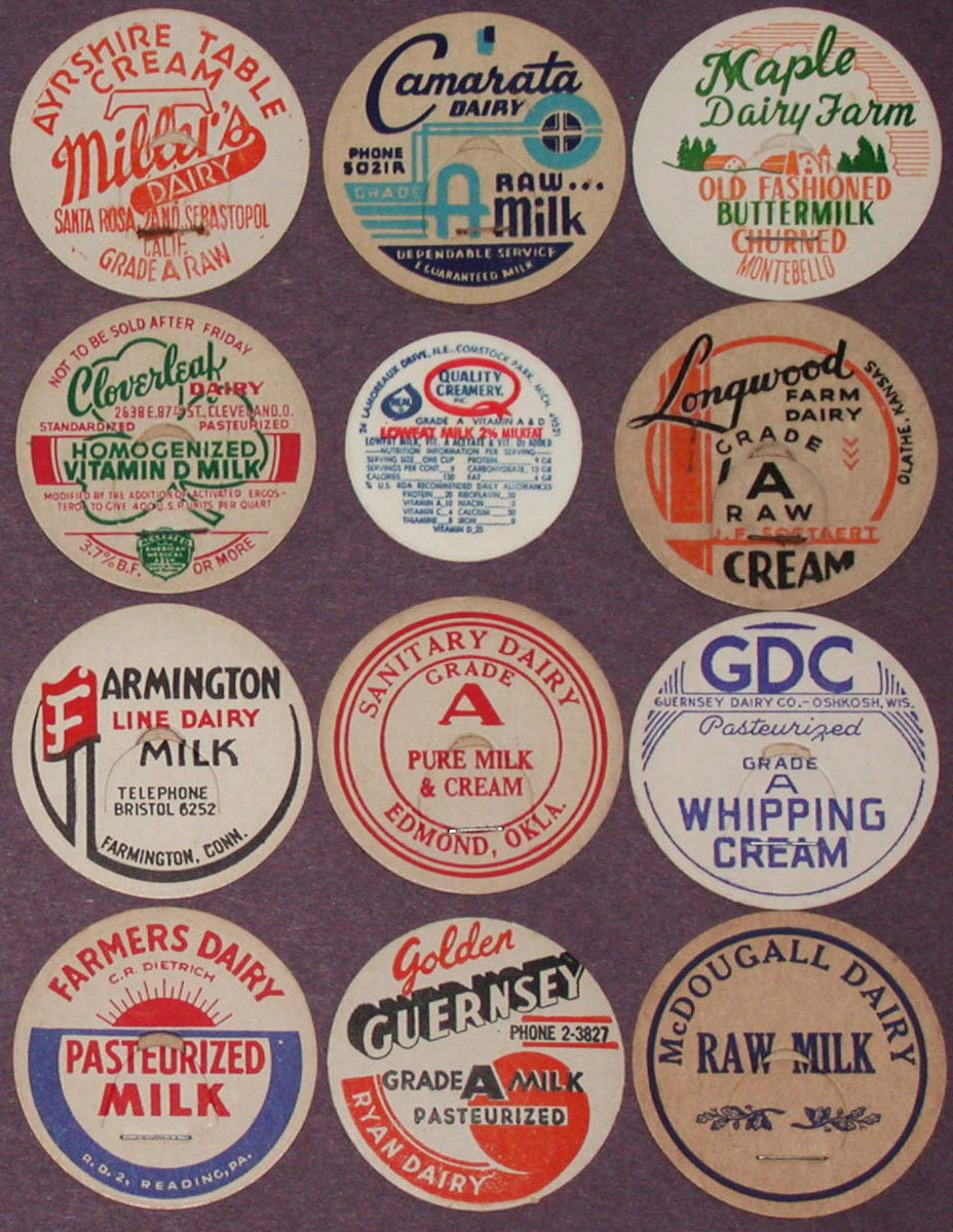 Vintage milk bottle caps LOT OF 24 DIFFERENT originals #29 unused new ...