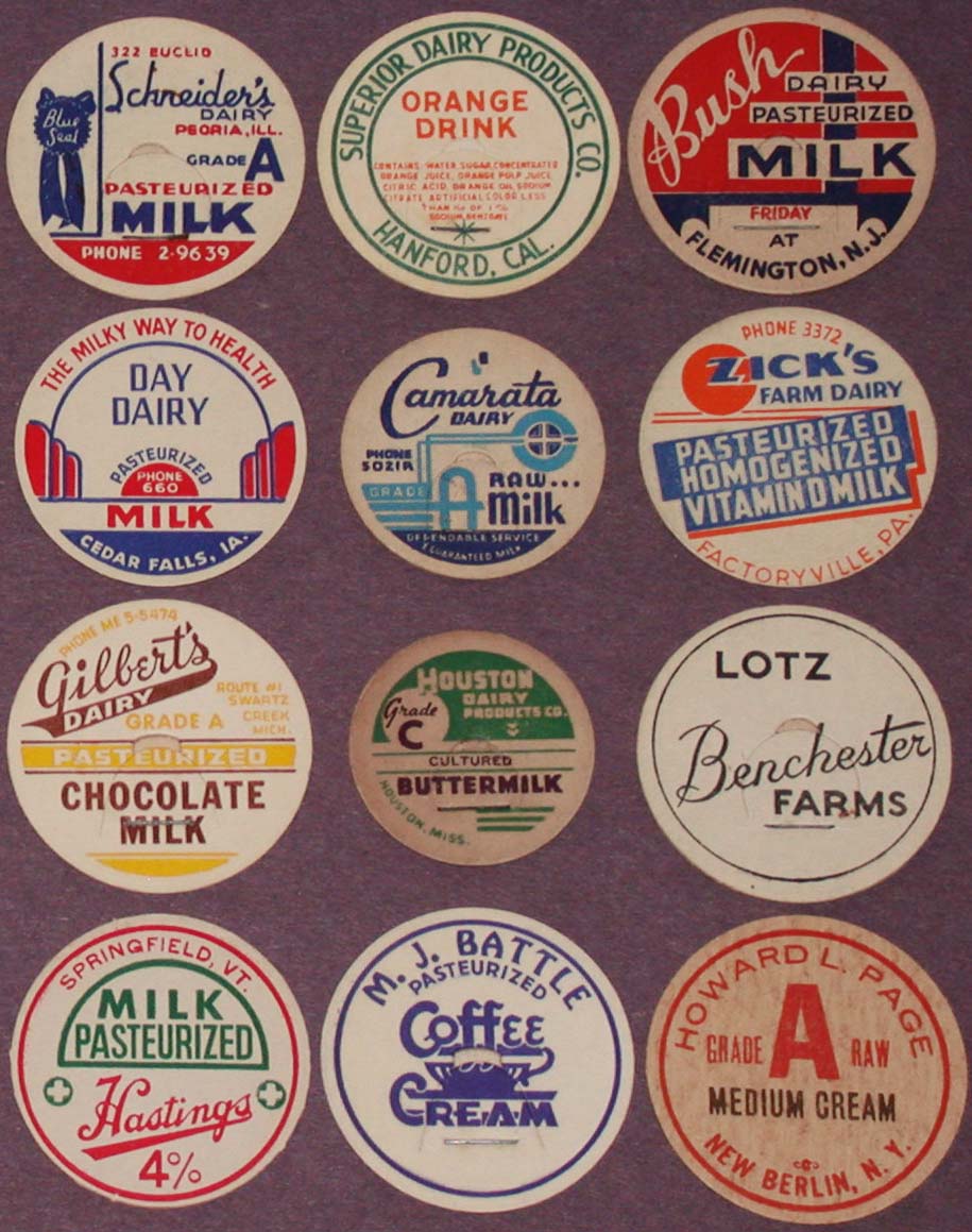 Vintage milk bottle caps LOT OF 24 DIFFERENT originals #43 unused new ...