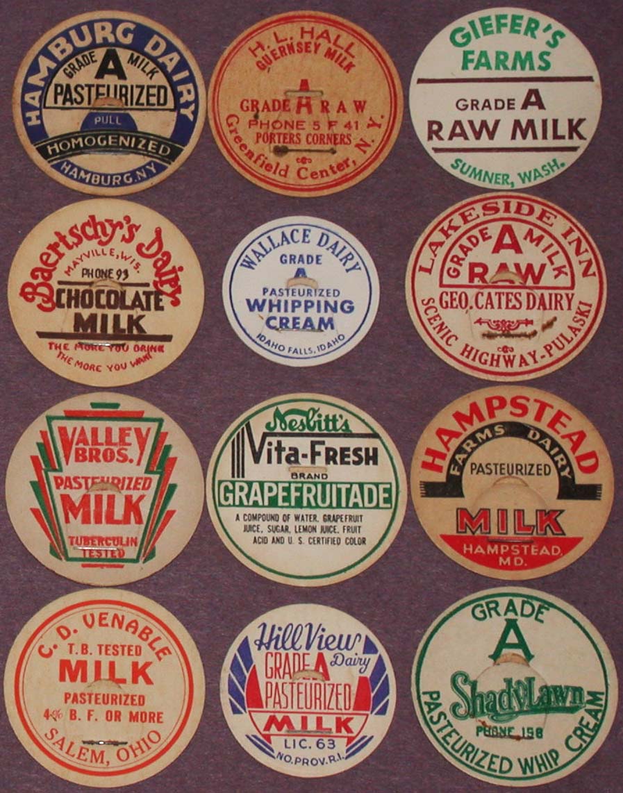 Vintage milk bottle caps LOT OF 24 DIFFERENT originals #4 unused new o ...