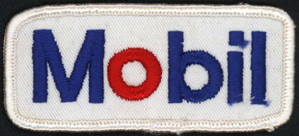 Vintage uniform patch MOBIL gas oil red white and blue with red O in M ...