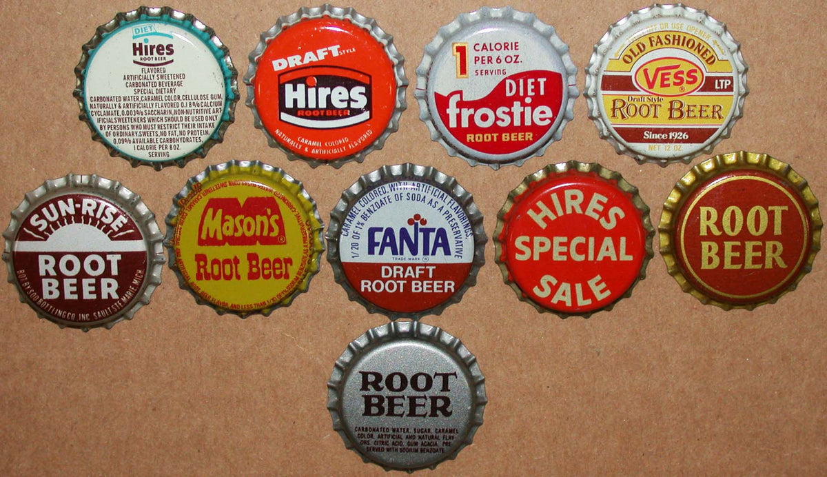 Vintage soda pop bottle caps ROOT BEER FLAVORS Lot of 16 different new ...