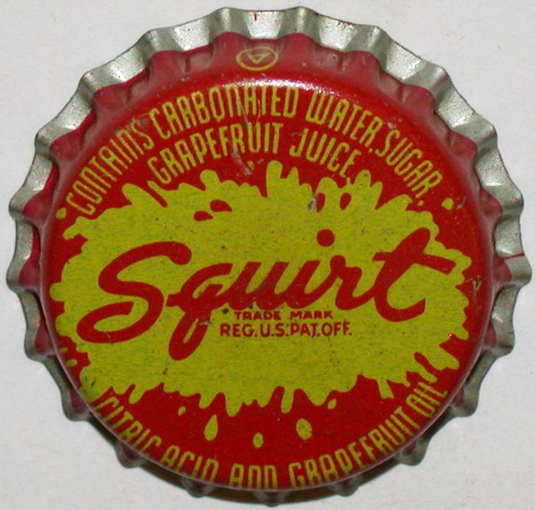 Vintage soda pop bottle cap SQUIRT red and yellow with splash logo cor ...
