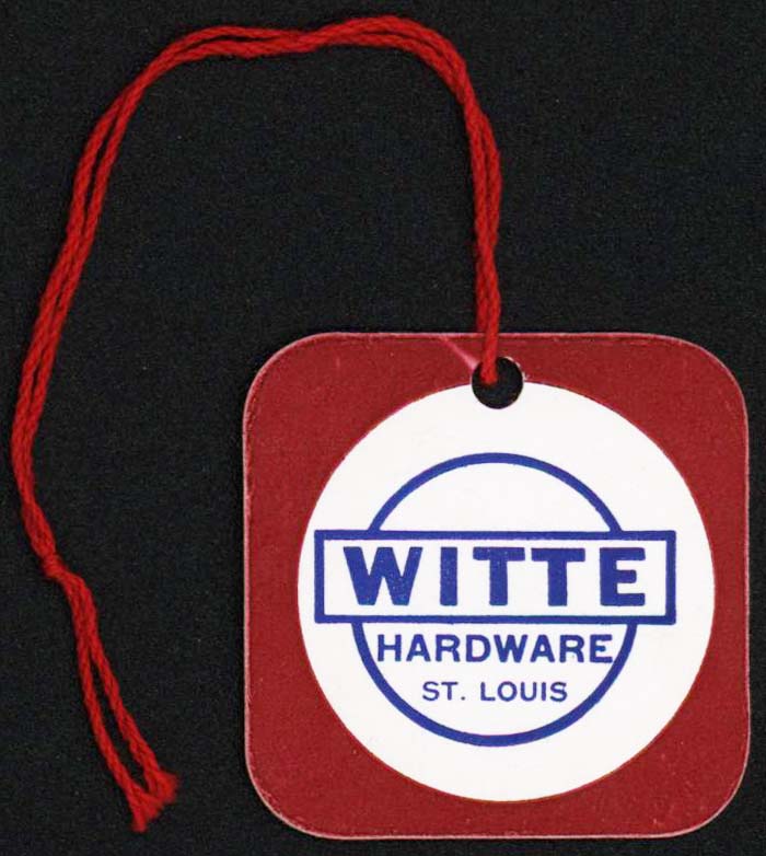 Vintage tag WITTE HARDWARE string hung St Louis Missouri unused new ol ...