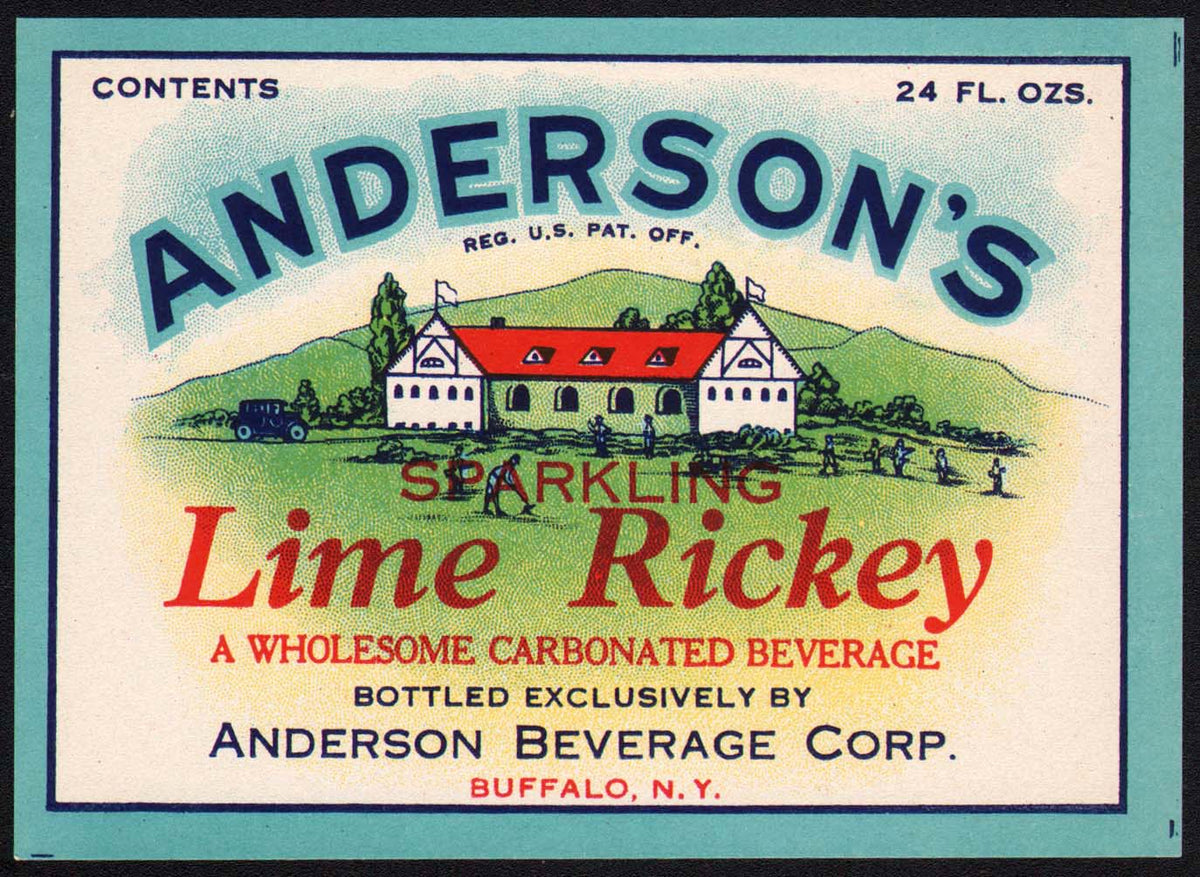 Vintage soda pop bottle label ANDERSONS LIME RICKEY Buffalo NY unused ...