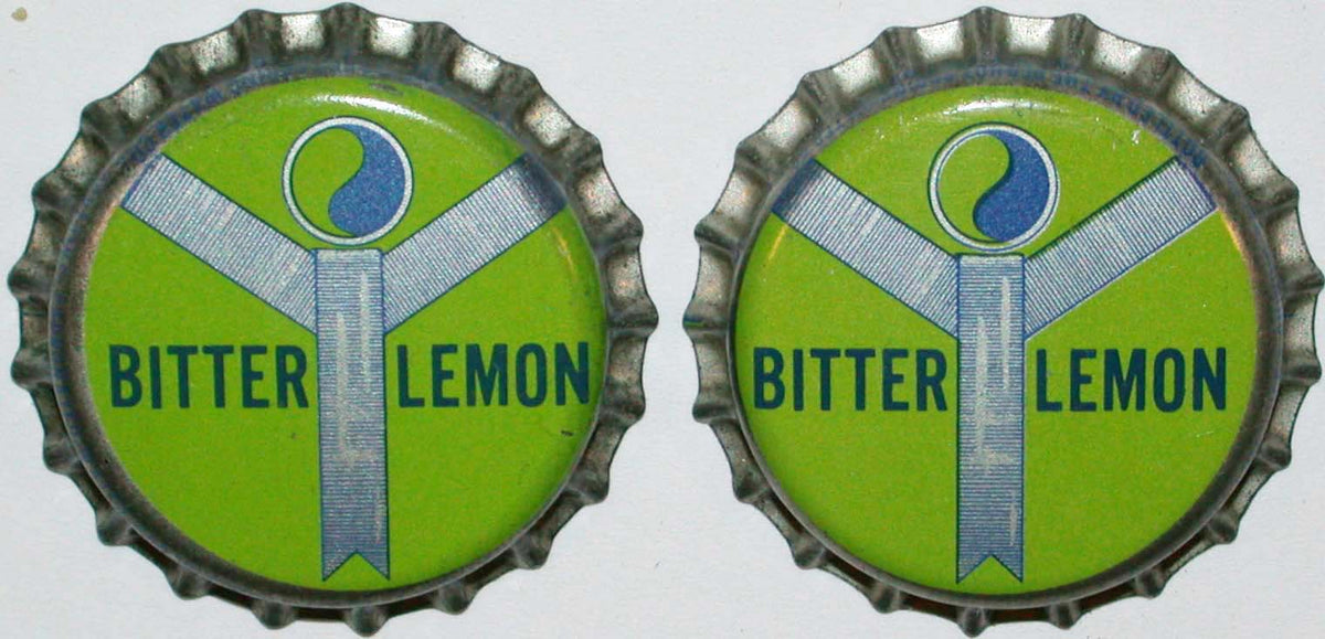 Soda pop bottle caps Lot of 12 BITTER LEMON yin yang cork unused new o ...