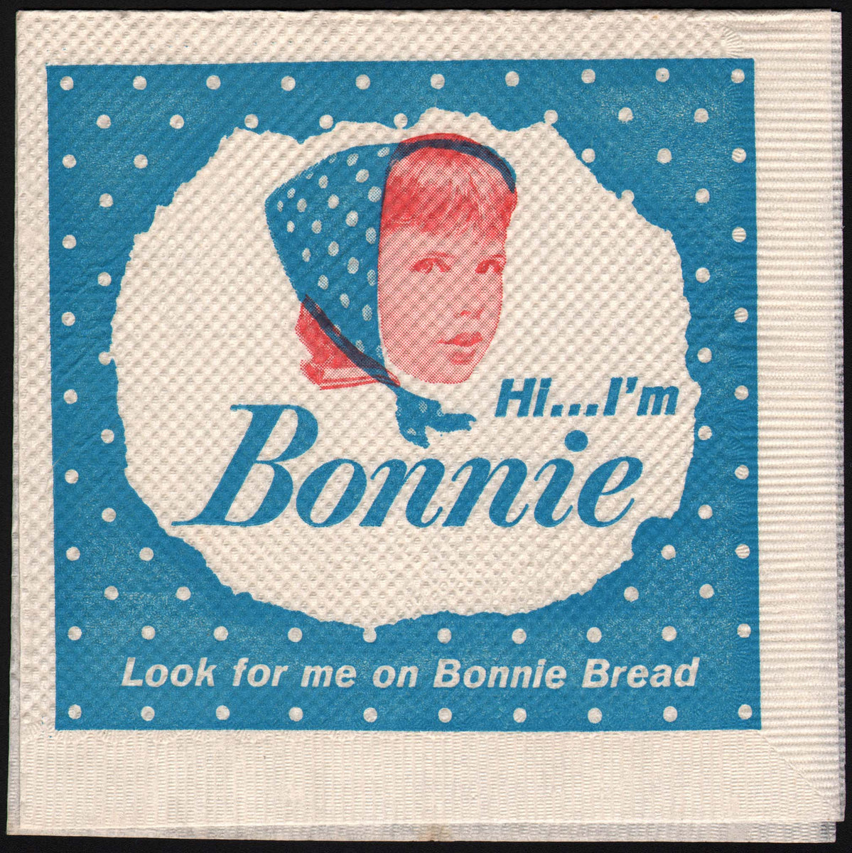 Vintage paper napkin BONNIE BREAD picturing the girl Bonnie new old st ...