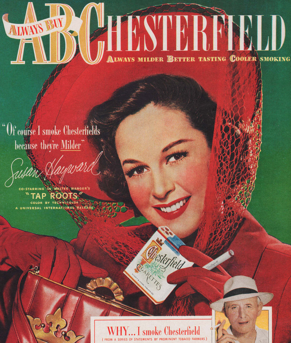 Vintage magazine ad ABC CHESTERFIELD 1948 picturing Susan Hayward in T ...