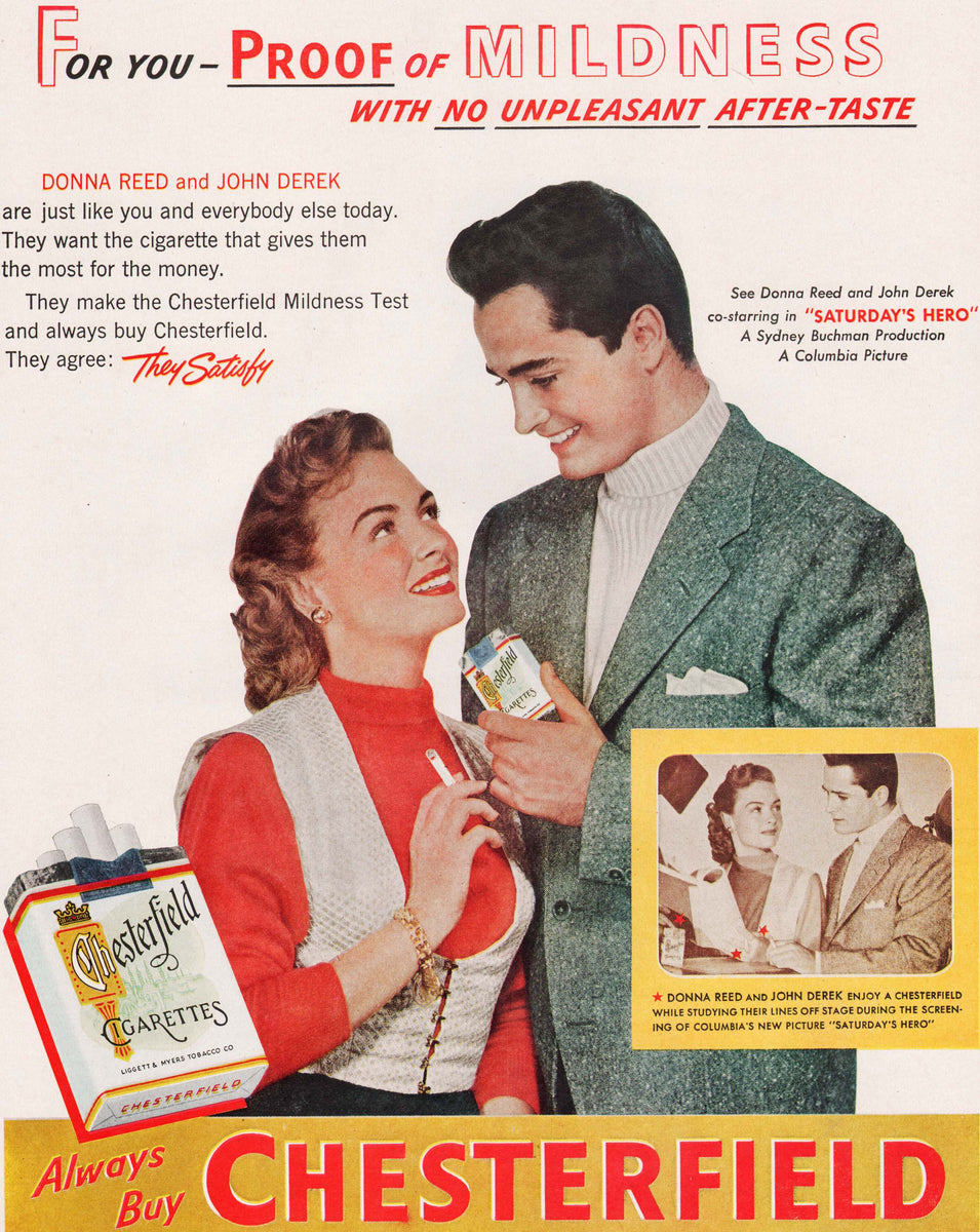 Vintage magazine ad CHESTERFIELD CIGARETTES from 1951 Donna Reed and J ...