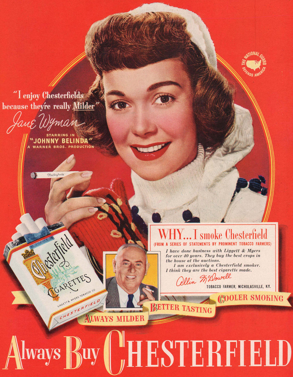 Vintage magazine ad ABC CHESTERFIELD cigarettes 1948 Jane Wyman Johnny ...