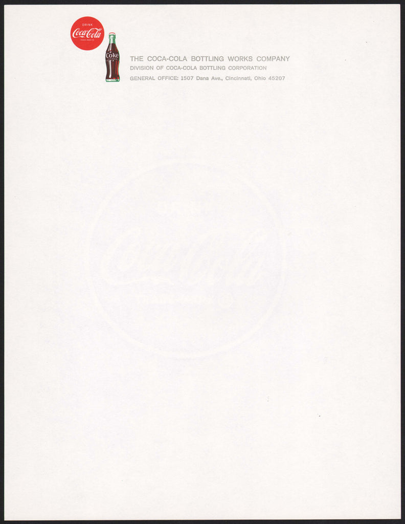 Vintage letterhead COCA COLA bottle and button Cincinnati Ohio unused ...