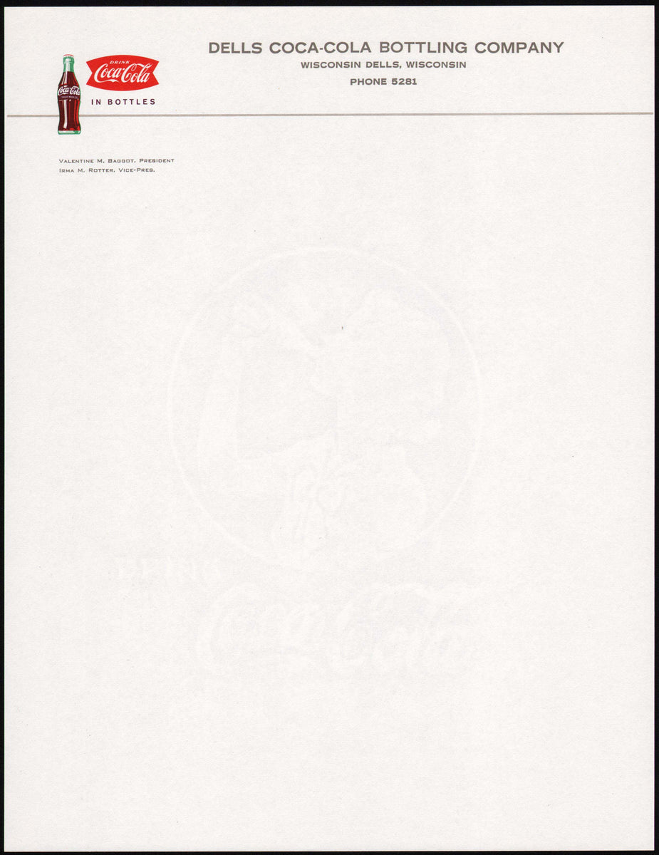 Vintage letterhead COCA COLA fishtail logo Wisconsin Dells unused new ...