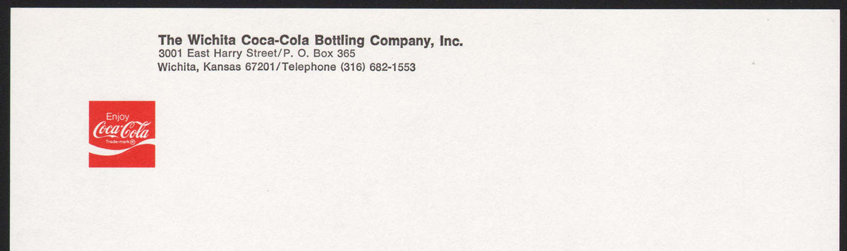 Vintage letterhead COCA COLA wave logo Wichita Kansas unused new old s ...