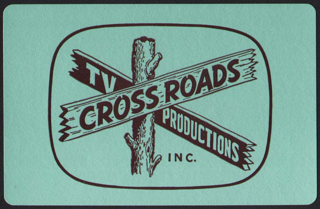 Vintage playing card CROSSROADS TV PRODUCTIONS INC picturing a crossro ...