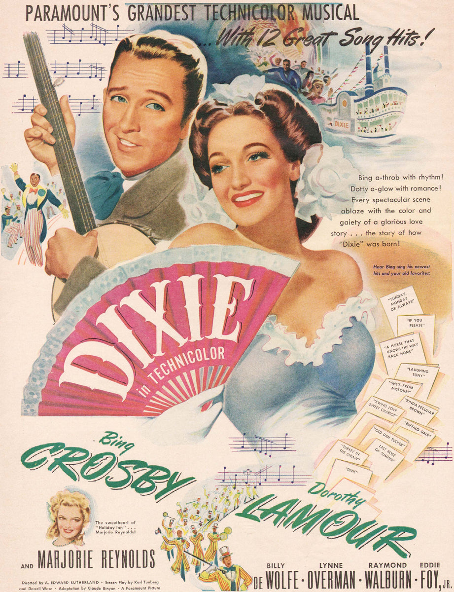Vintage magazine ad DIXIE movie 1943 picturing Bing Crosby and Dorothy ...