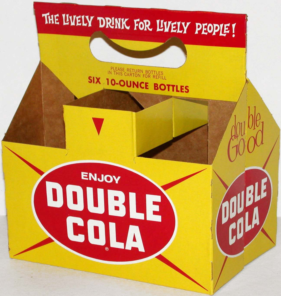 Vintage soda pop bottle carton DOUBLE COLA The Lively Drink slogan new ...