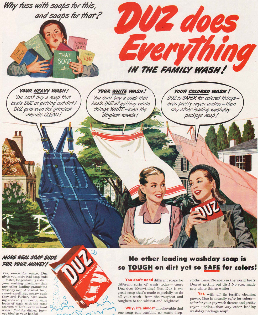 Vintage magazine ad DUZ LAUNDRY DETERGENT 1948 Duz does everything in ...
