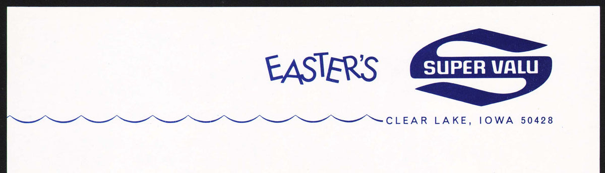 Vintage letterhead EASTERS SUPER-VALU grocery store Clear Lake Iowa un ...