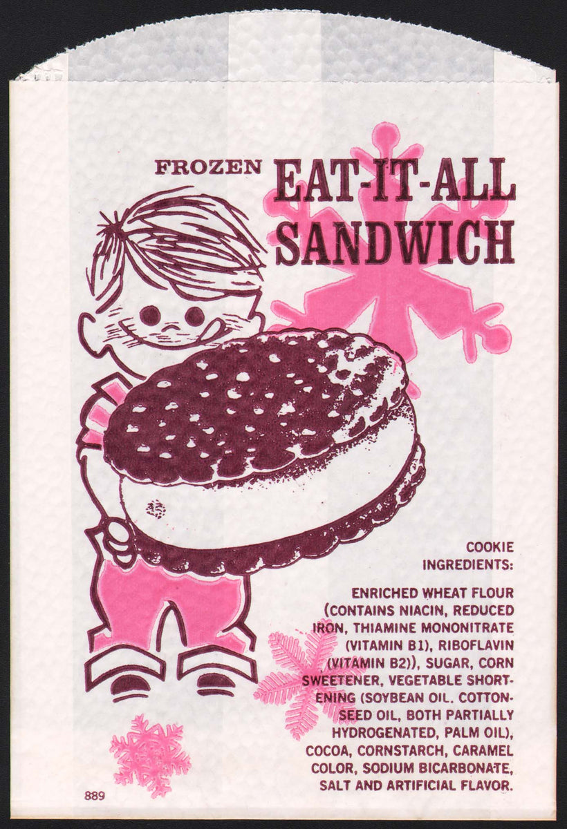 Vintage Bag Eat It All Sandwich Boy With Ice Cream Pictured Chicago Il