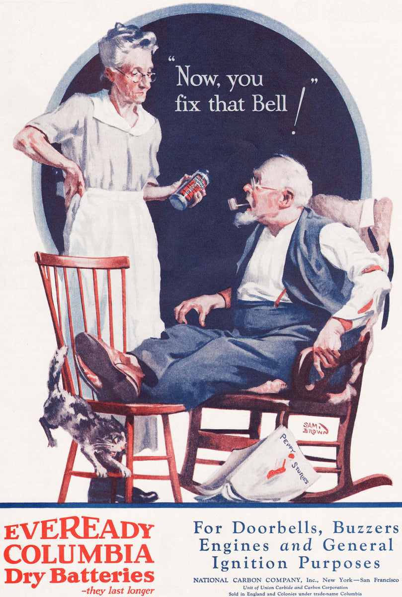 Vintage magazine ad EVEREADY COLUMBIA BATTERIES 1927 old man and woman ...