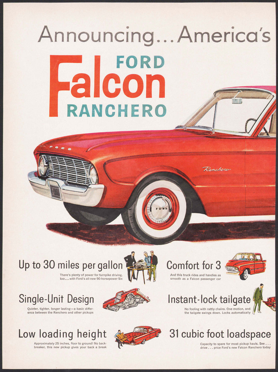 Vintage magazine ad FORD FALCON RANCHERO from 1960 red Ranchero pictur ...