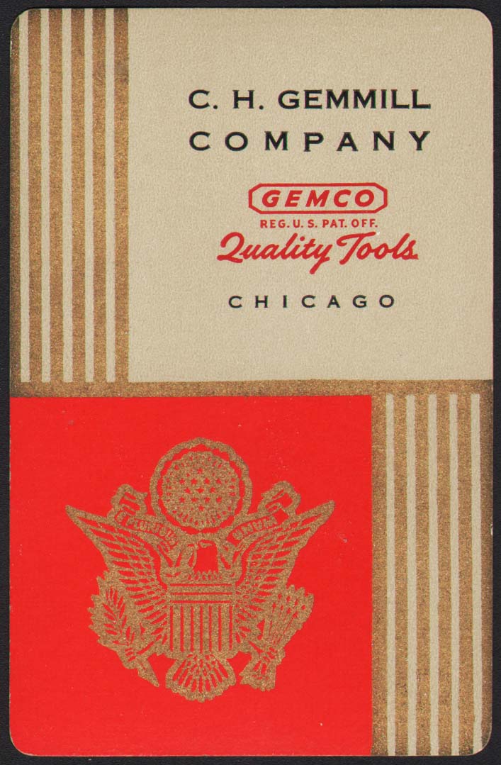 Vintage playing card GEMCO QUALITY TOOLS C H Gemmill Company US Seal p ...