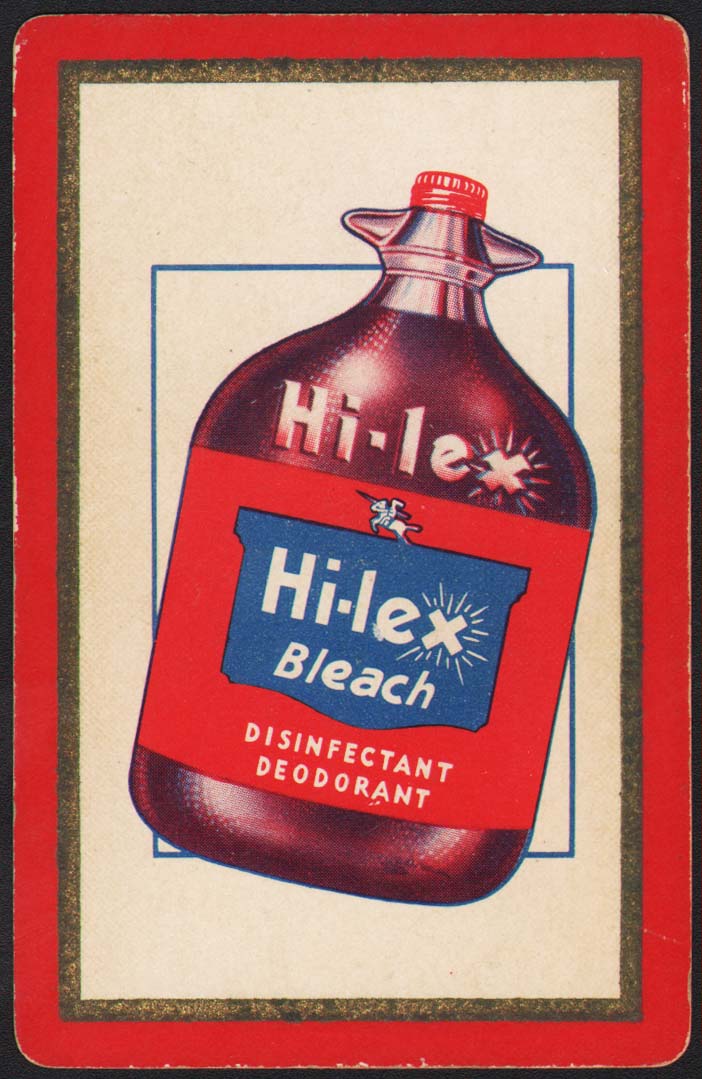 Vintage playing card HI-LEX BLEACH Disinfectant Deodorant bottle pictu ...