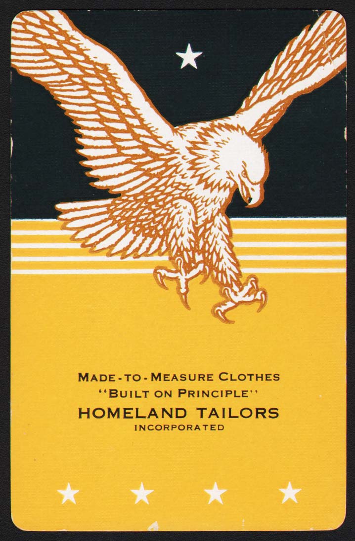 Vintage playing card HOMELAND TAILORS Built on Principle picturing an ...