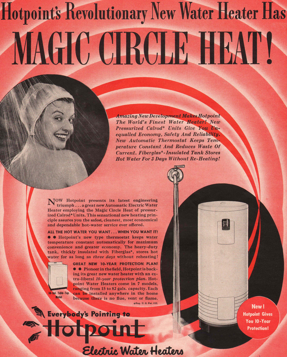 Vintage magazine ad HOTPOINT ELECTRIC WATER HEATERS from 1948 Magic Ci ...