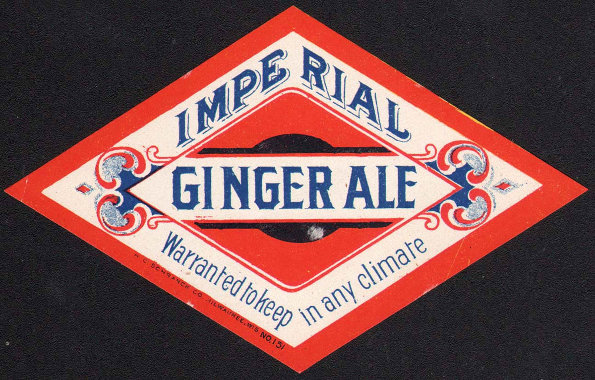 Vintage soda pop bottle label IMPERIAL GINGER ALE diamond shaped new o ...