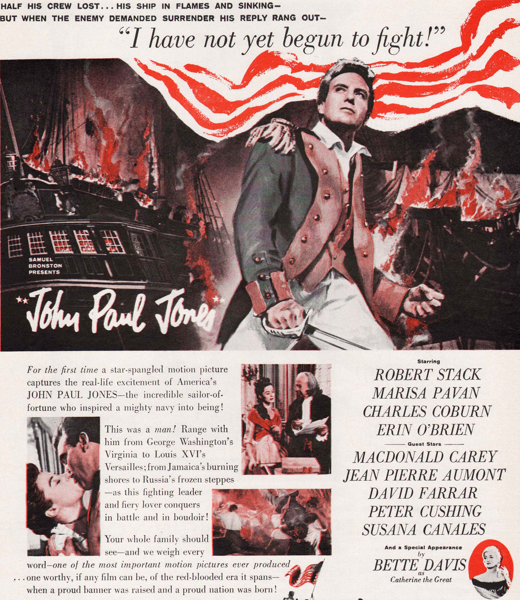 Vintage magazine ad JOHN PAUL JONES movie from 1959 Robert Stack Maris ...