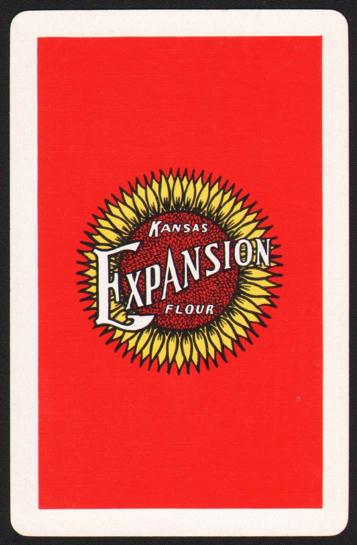 Vintage playing card KANSAS EXPANSION FLOUR sunflower red background W ...