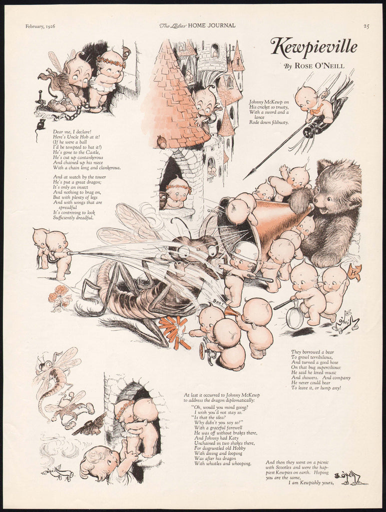 Vintage magazine ad KEWPIEVILLE 1926 Uncle Hob Rose ONeill art bear an ...