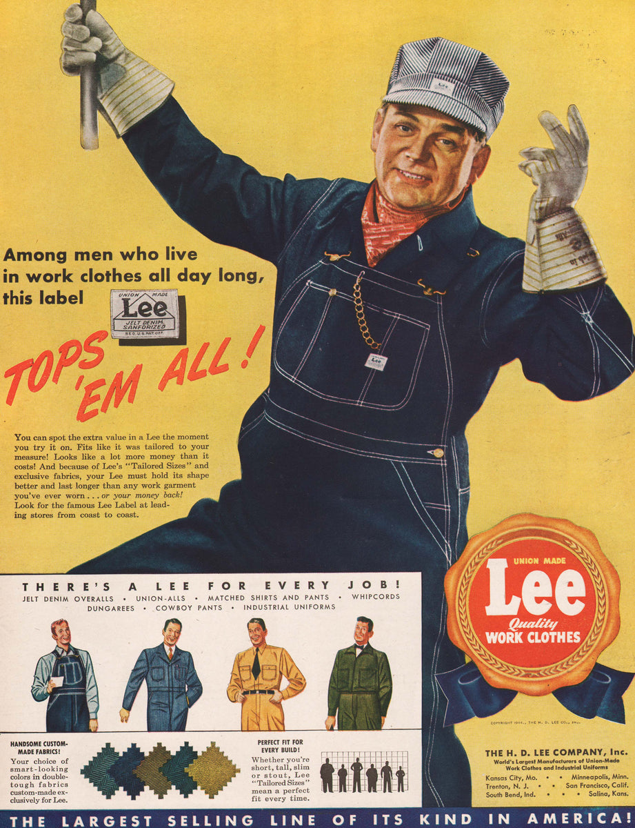 Vintage magazine ad LEE WORK CLOTHES from 1944 workman pictured Old St ...