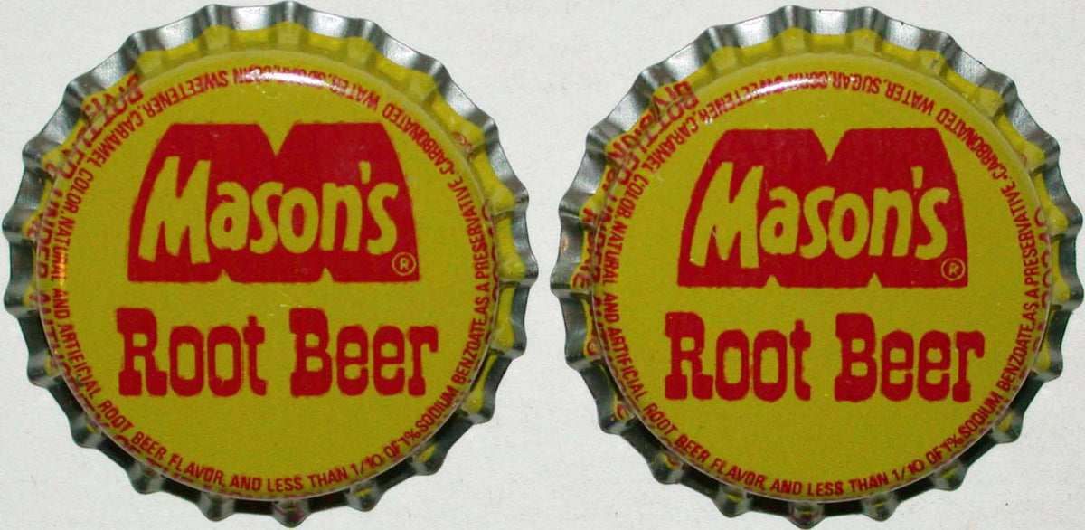 Soda pop bottle caps Lot of 100 MASONS ROOT BEER plastic unused new ol ...