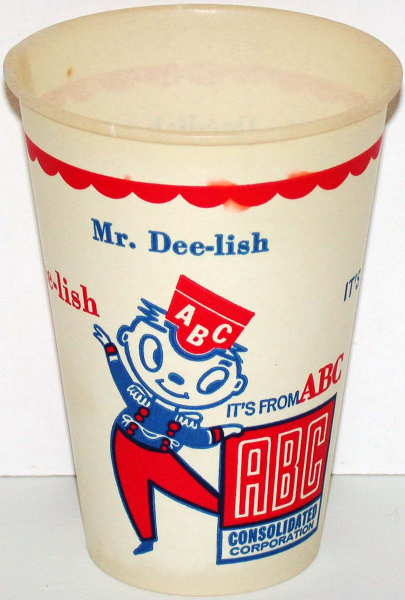 Vintage paper cup MR DEE LISH from ABC Consolidated picturing an usher ...