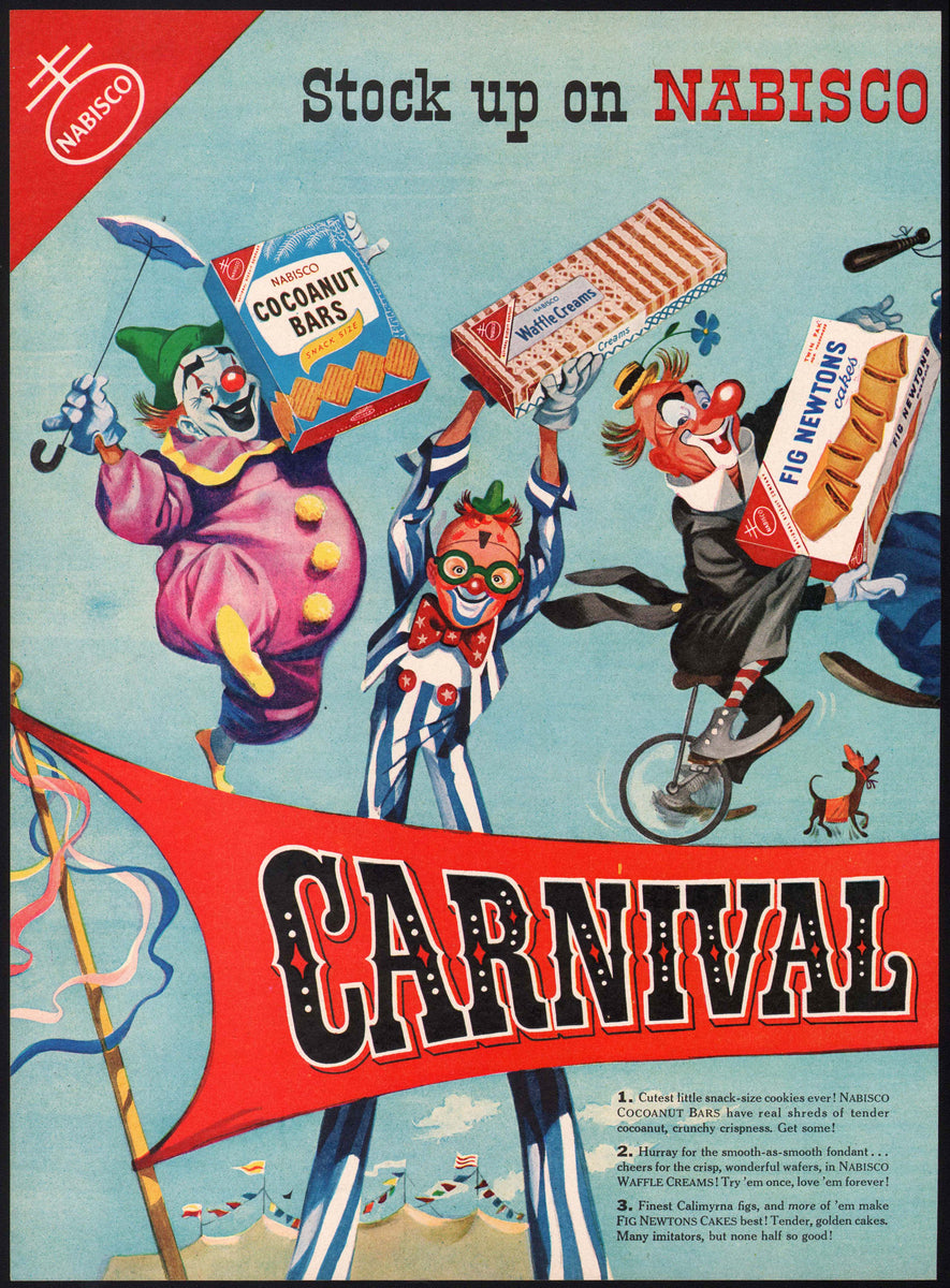 Vintage magazine ad NABISCO COOKIES 1953 Carnival of Favorites clowns ...
