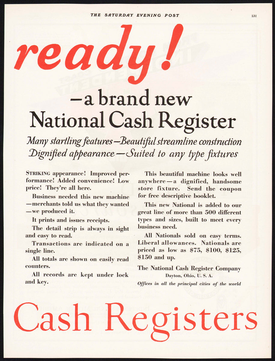 Vintage magazine ad NATIONAL CASH REGISTERS Now Ready from 1926 Dayton ...