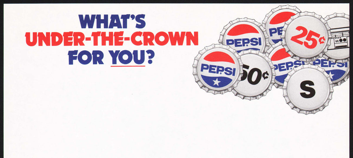 Vintage letterhead PEPSI bottle caps Whats Under the Crown For You unu ...