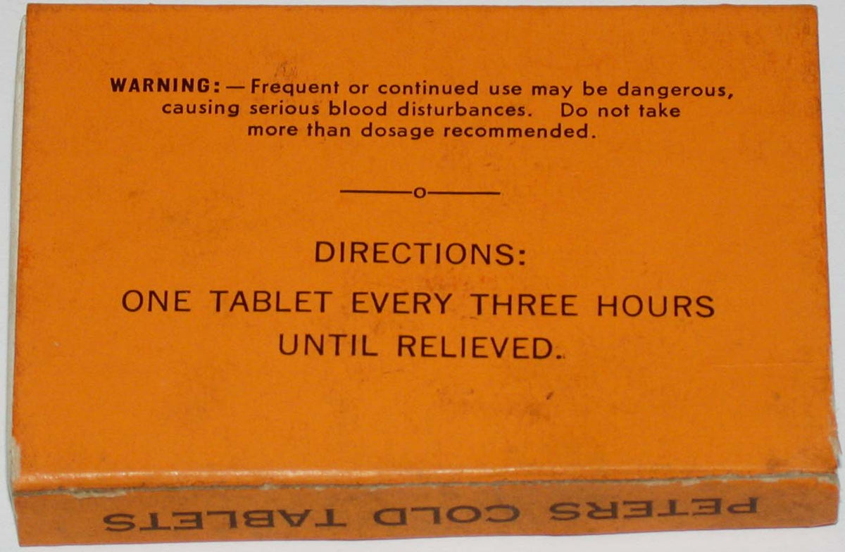 Vintage box PETERS COLD TABLETS Peters Drug Co Sedalia Missouri new ol ...